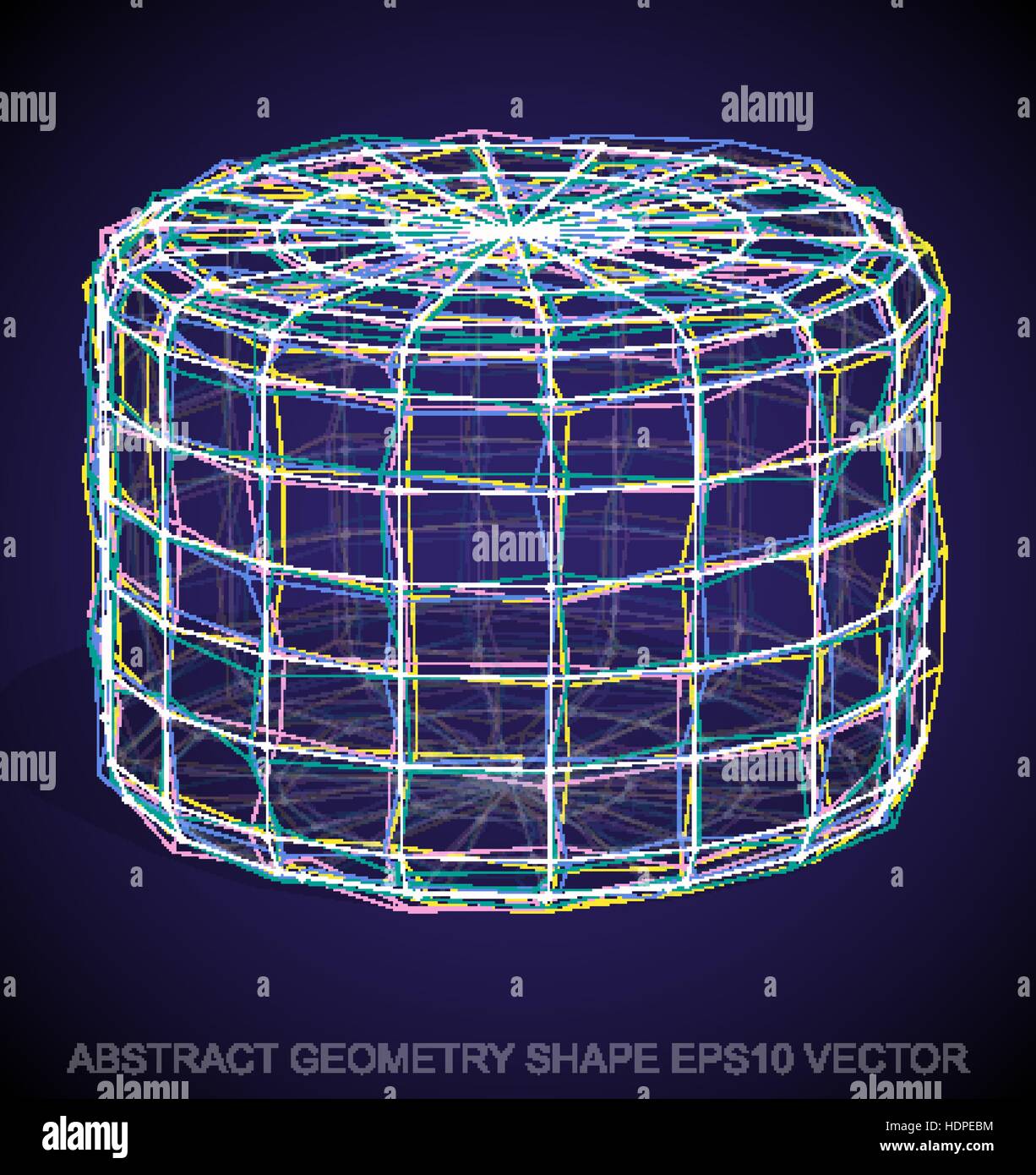Abstract geometry shape: Multicolor sketched Cylinder with Transparent ...