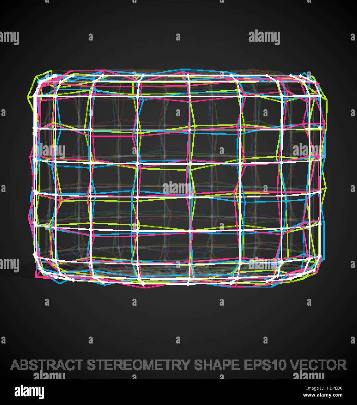 Abstract stereometry shape: Multicolor sketched Cylinder with ...