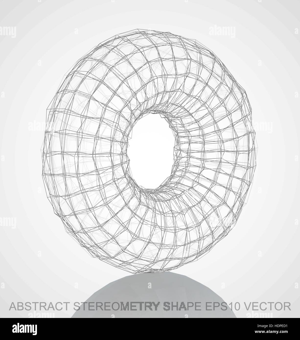 Abstract geometry shape: Pencil sketched Torus with Reflection. Hand ...