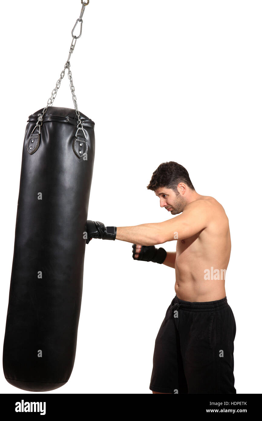 Male boxer training exercising Cut Out Stock Images & Pictures - Alamy
