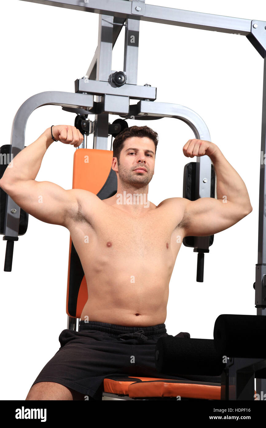 body builder workout isolated on a white background Stock Photo - Alamy