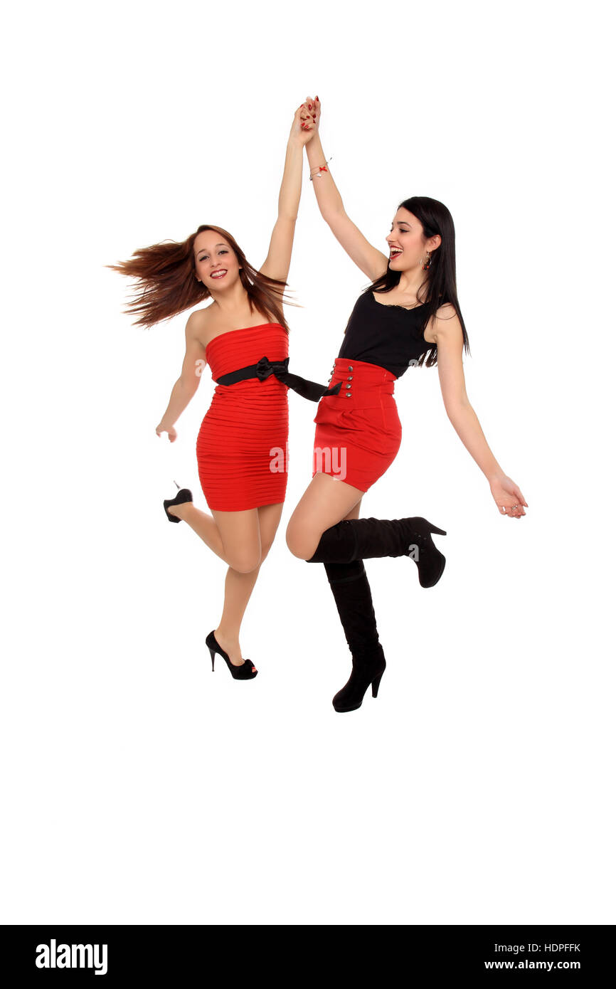 two happy beautiful girls posing together Stock Photo - Alamy