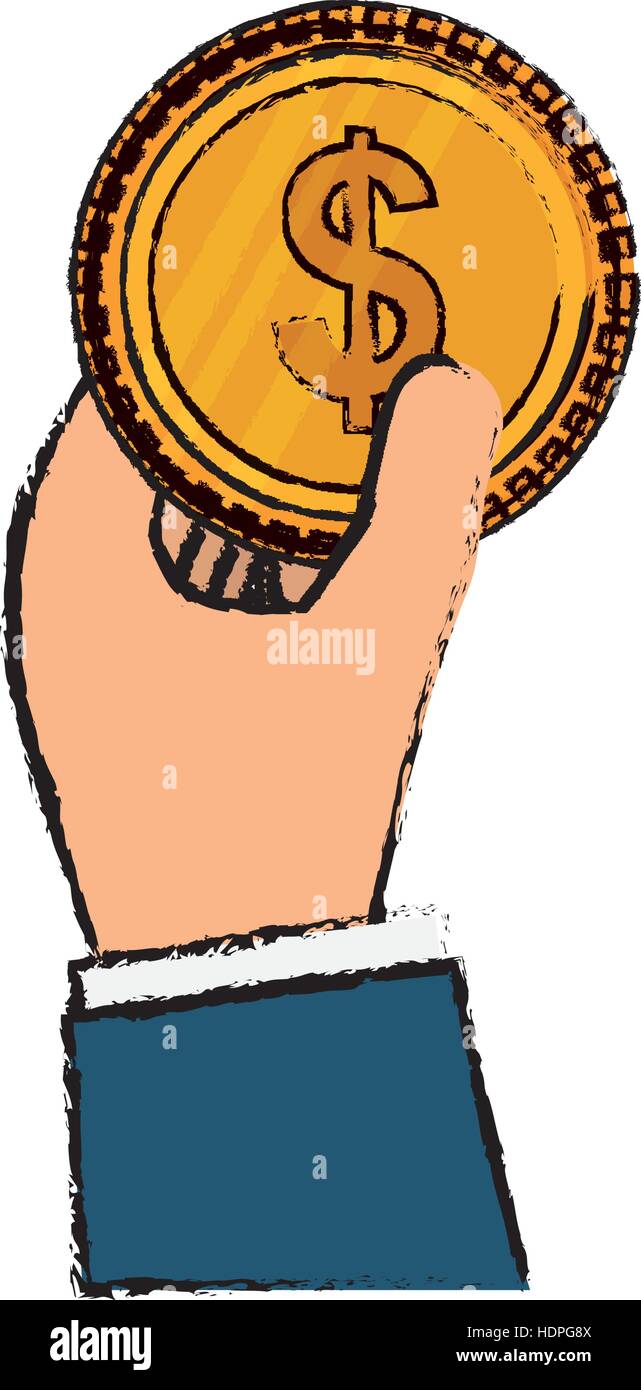 Hand with coin Stock Vector Image & Art - Alamy