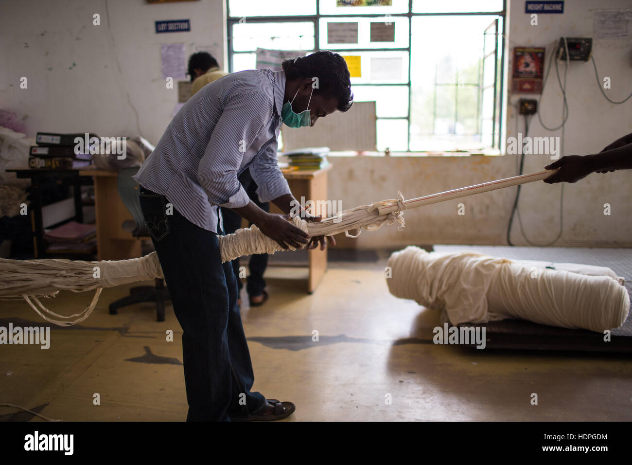 Workers in a sustainable garment factory in north-west India, making ...