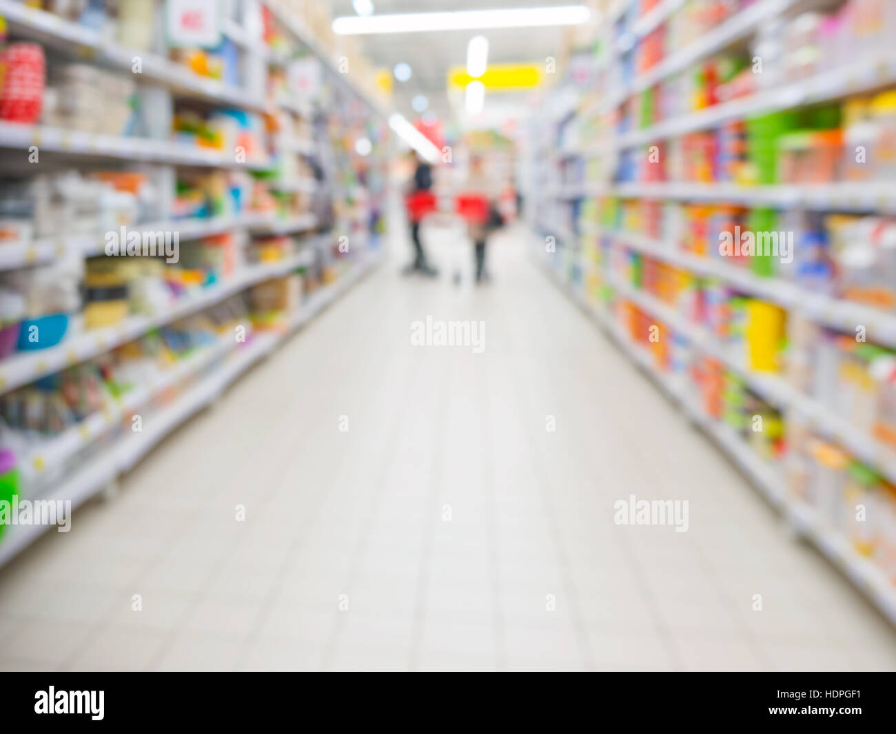 Abstract blurred supermarket aisle Stock Photo - Alamy