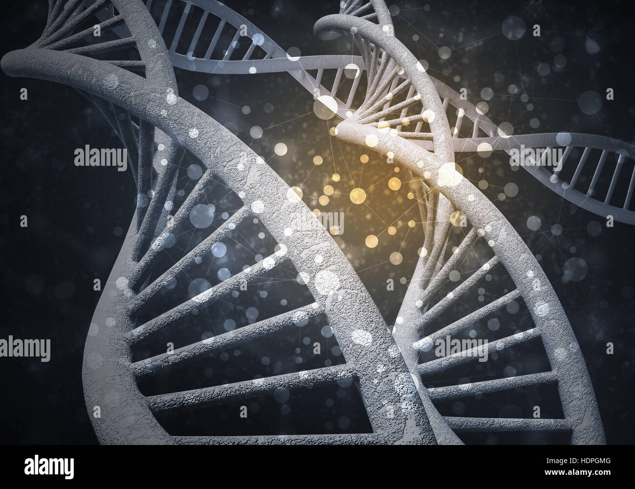 Background image with DNA molecule research concept, 3D rendering Stock ...