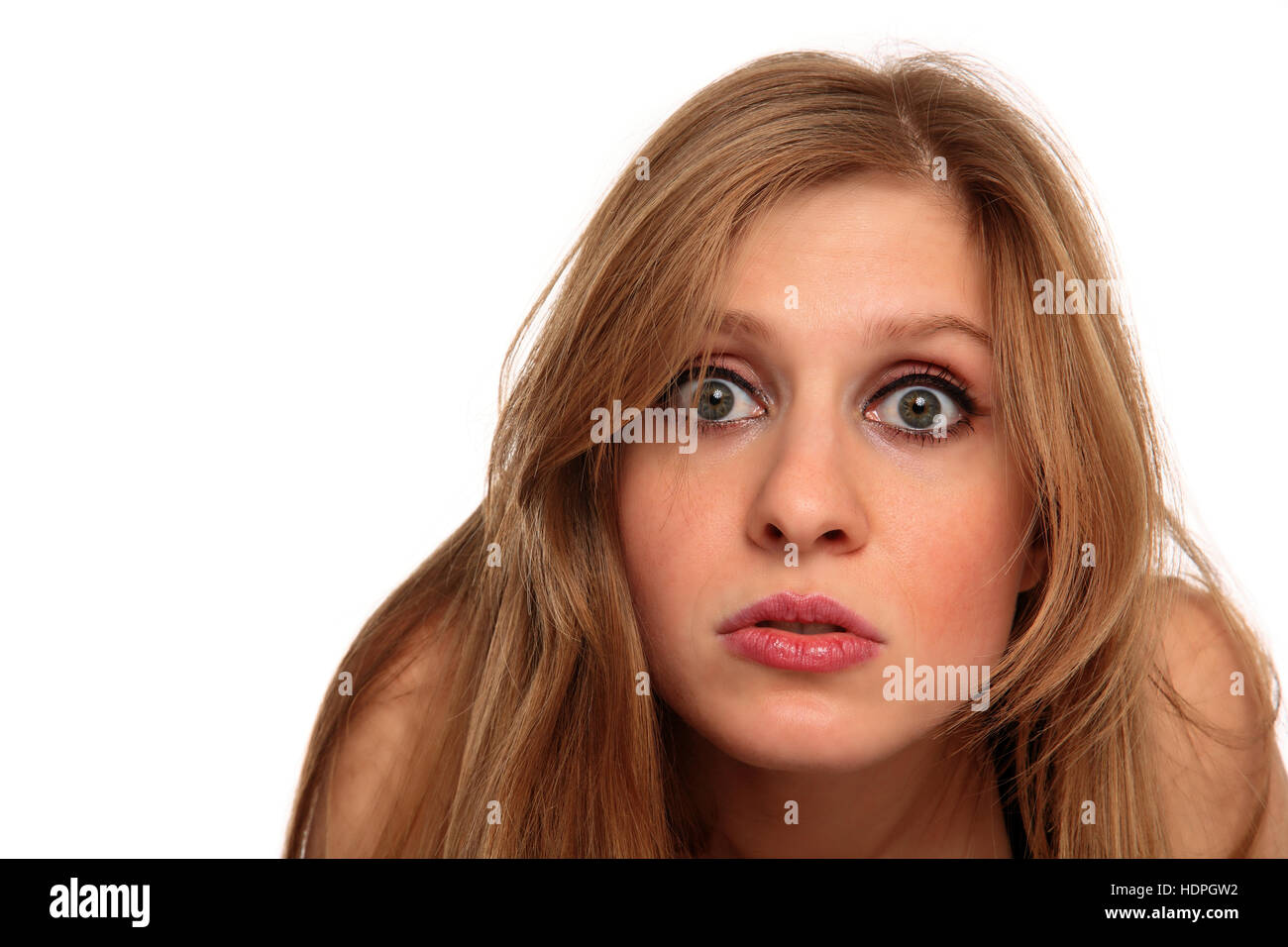portrait of a beautiful young girl doing expressions isolated on a ...