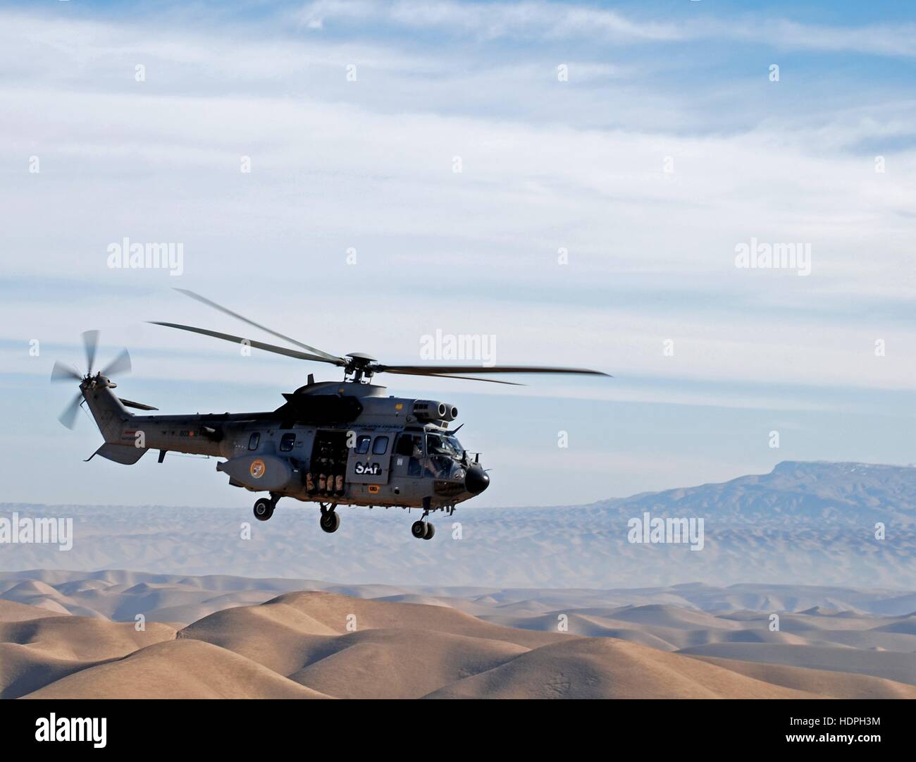 A Spanish Air Force Eurocopter AS332 Super Puma utility helicopter ...