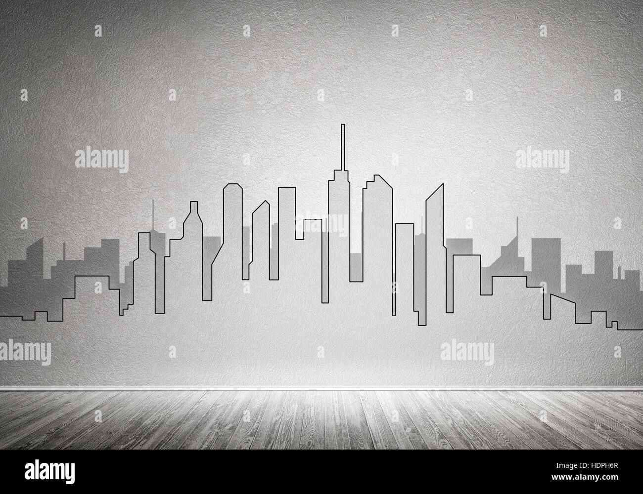 City design on wall Stock Photo - Alamy
