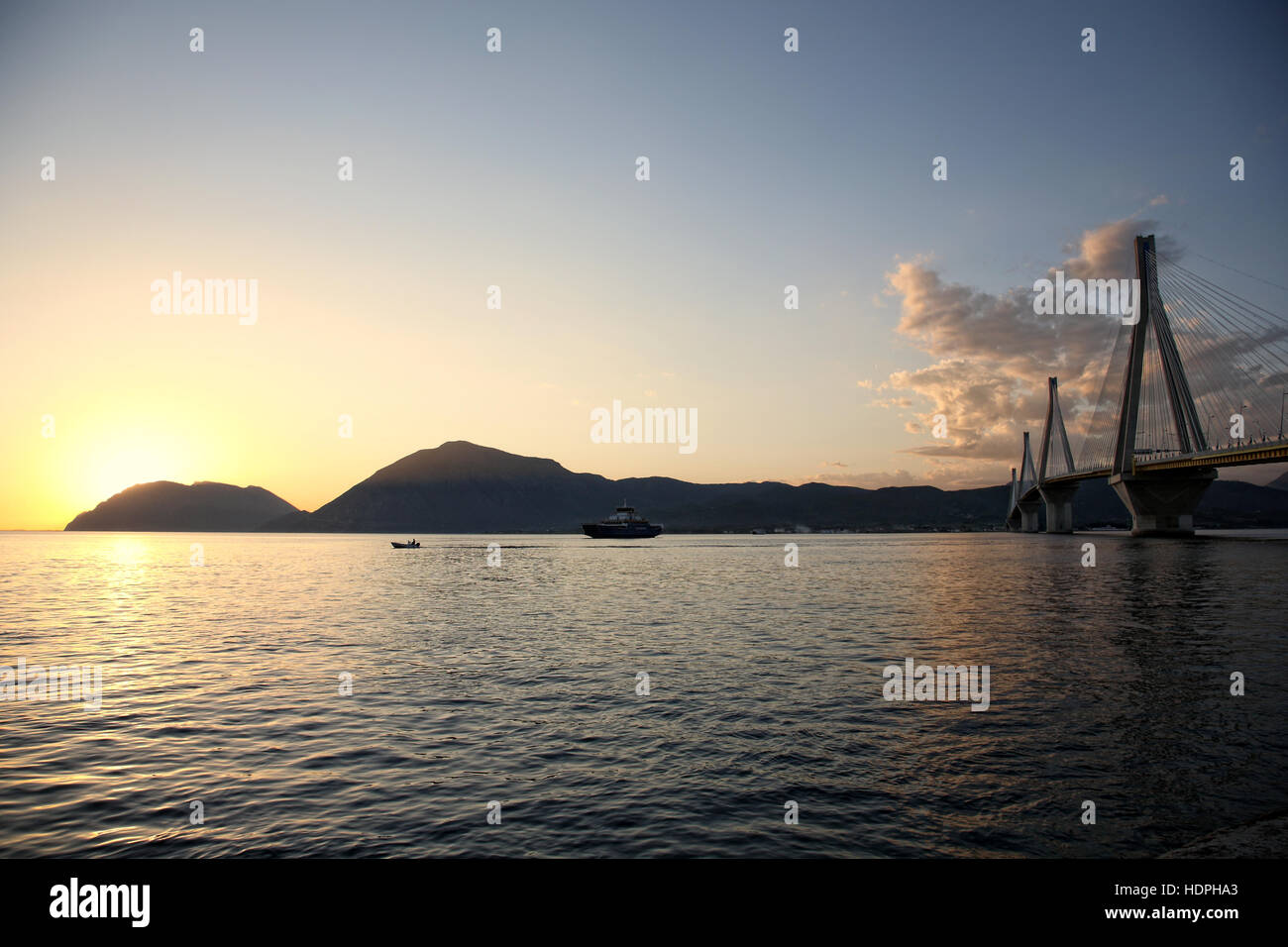 bridge crossing Corinth Gulf strait, Greece Stock Photo - Alamy