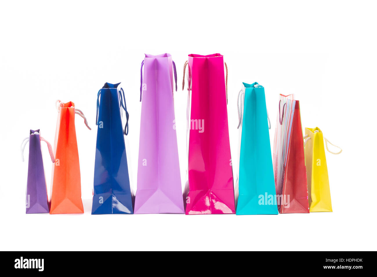 Composition of colourful and bright shopping packages for gifts and ...