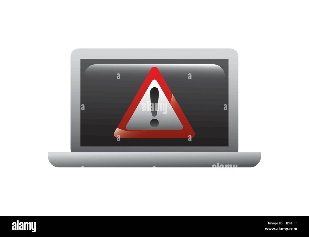 laptop computer with warning sign icon. cyber security concept ...