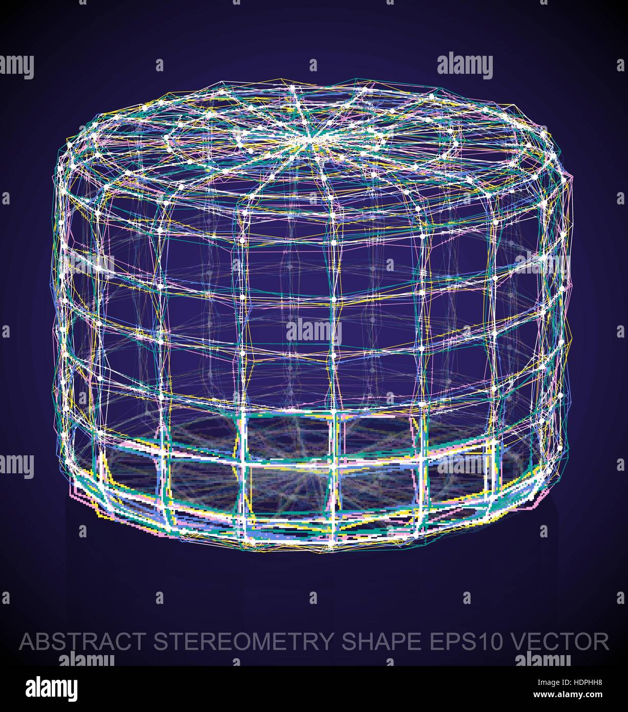 Abstract stereometry shape: Multicolor sketched Cylinder with ...
