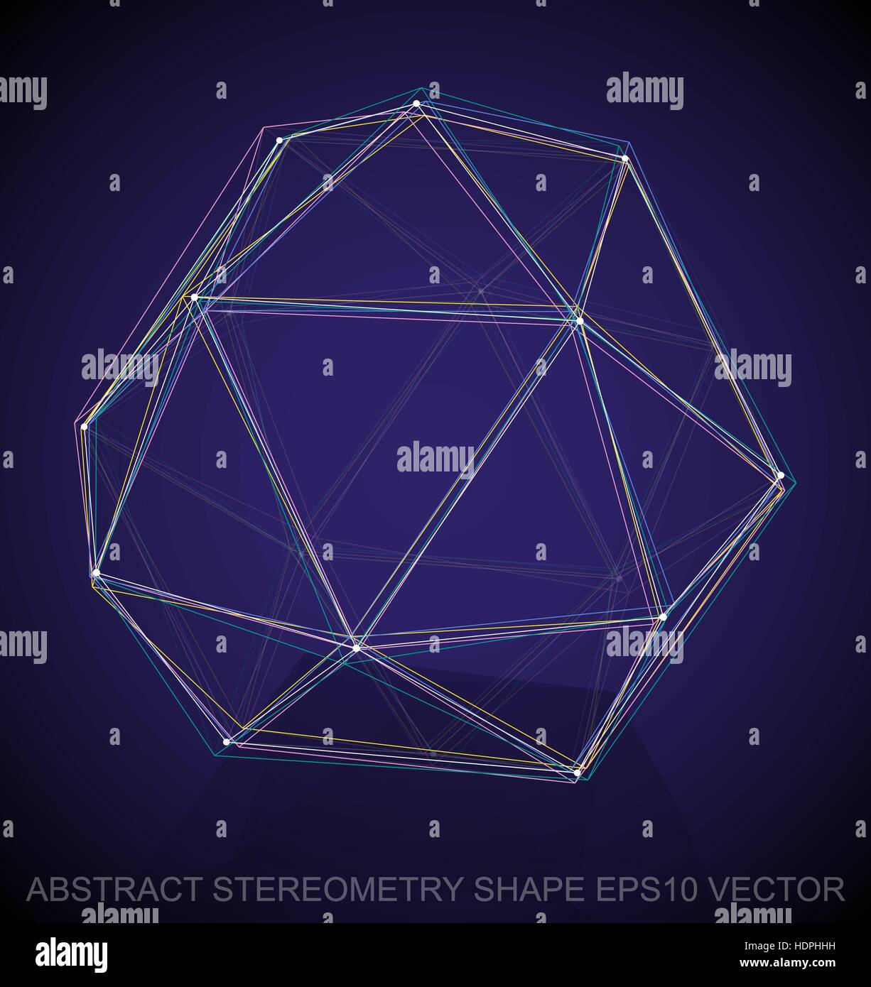 Abstract stereometry shape: Multicolor sketched Octahedron with ...