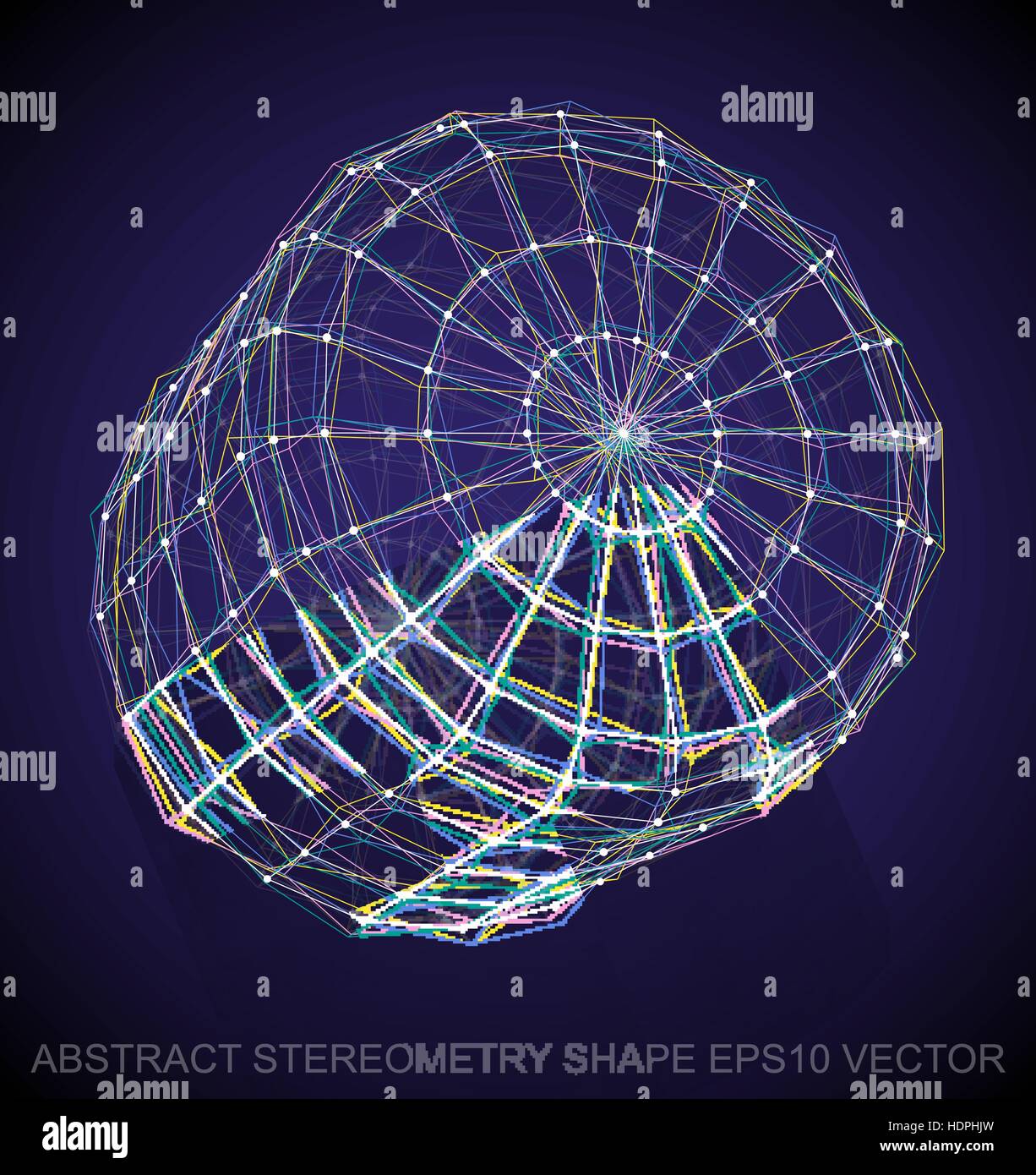 Abstract stereometry shape: Multicolor sketched Cylinder with ...