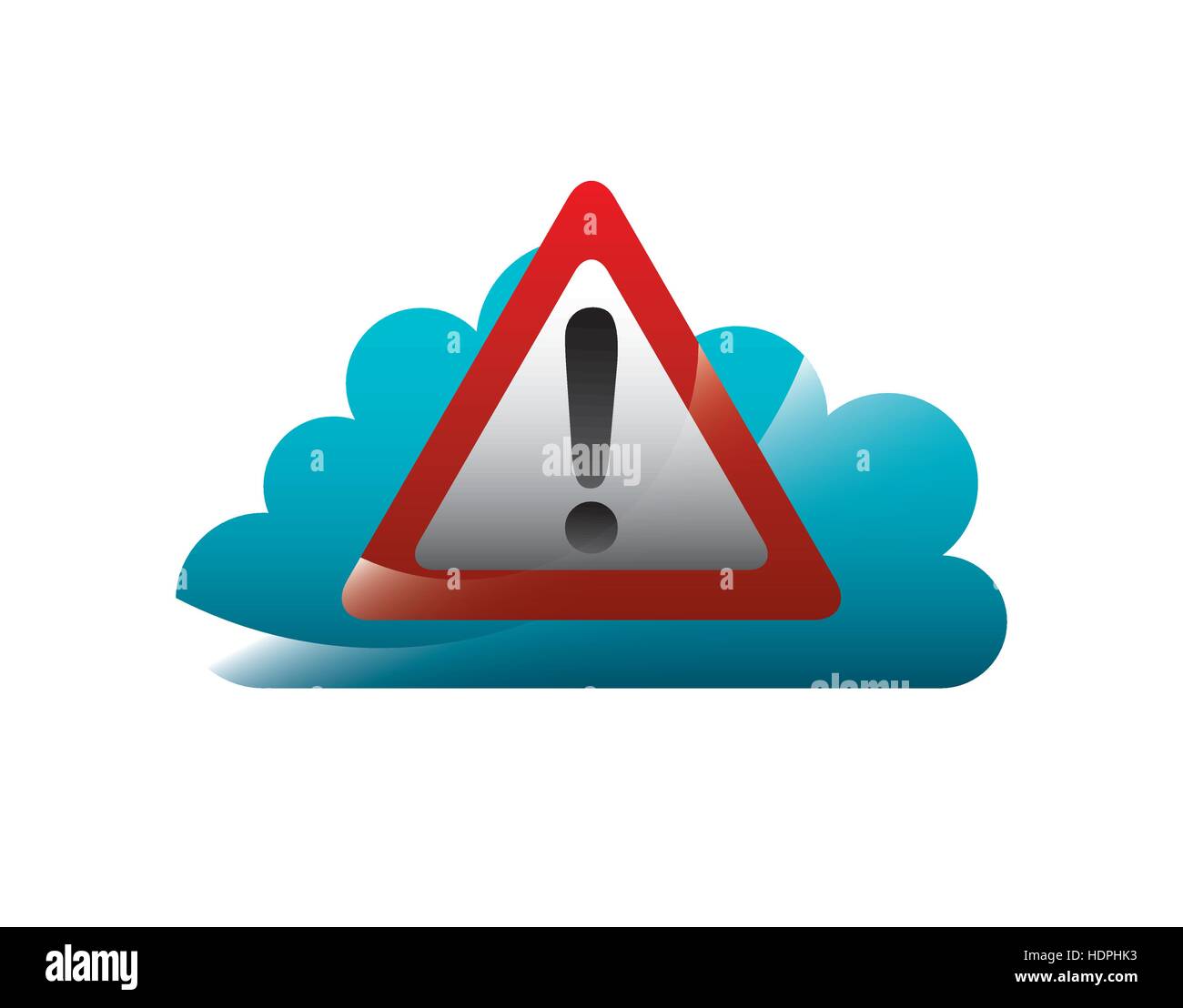 cloud storage with warning sign icon over white background. colorful ...
