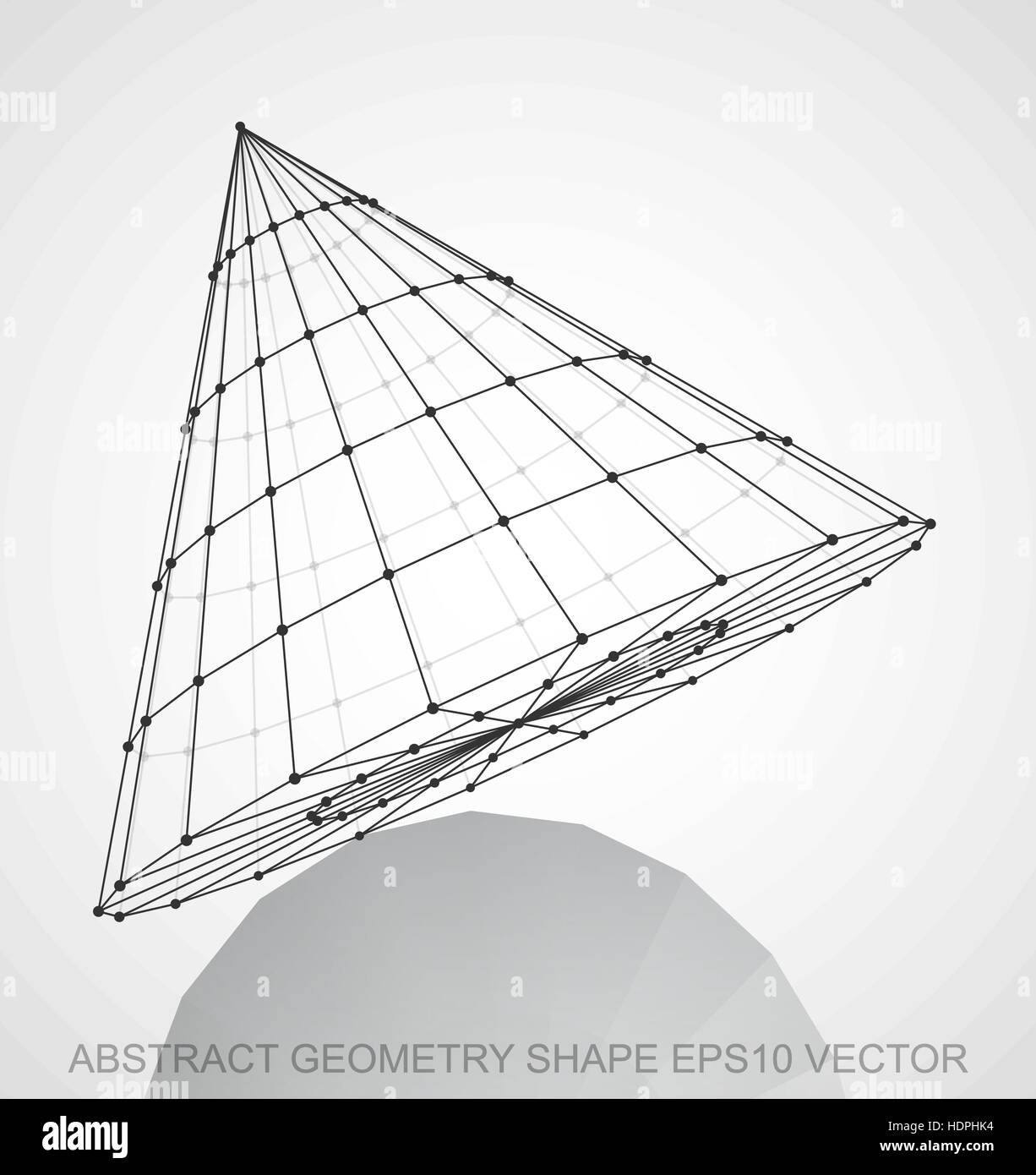 Abstract geometry shape: Black sketched Cone with Reflection. Hand ...