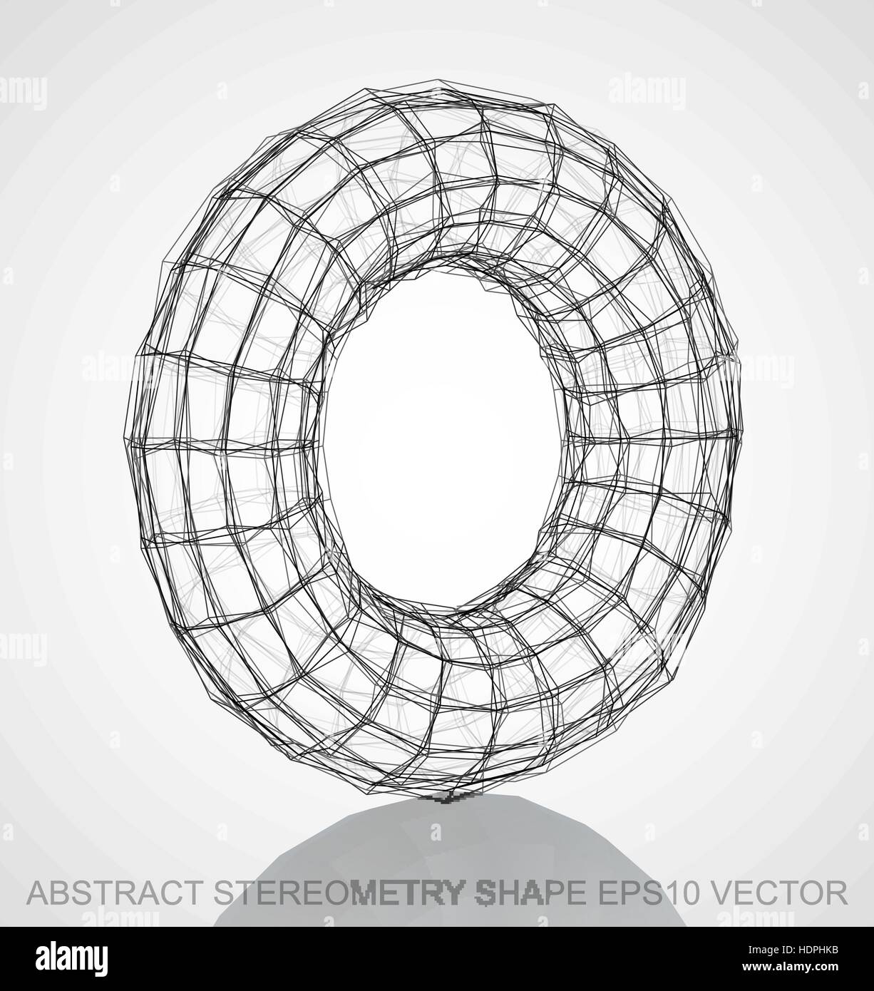 Abstract stereometry shape: Ink sketched Torus with Reflection. Hand ...