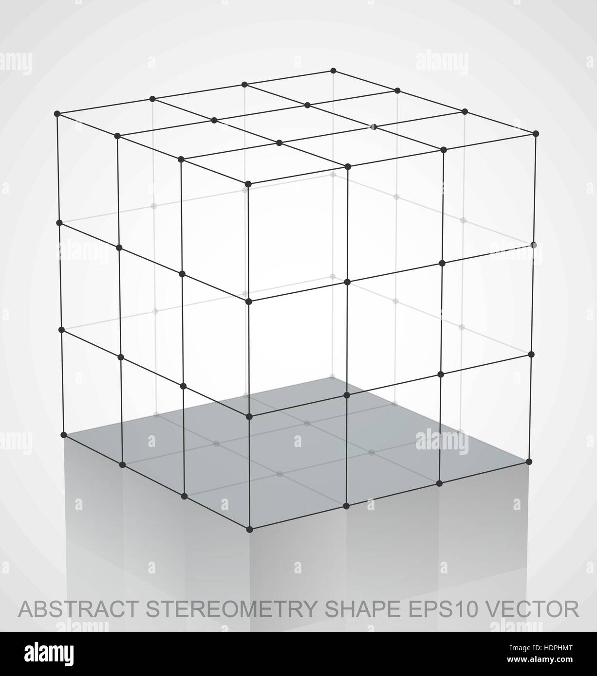 Abstract geometry shape: Black sketched Cube with Reflection. Hand ...