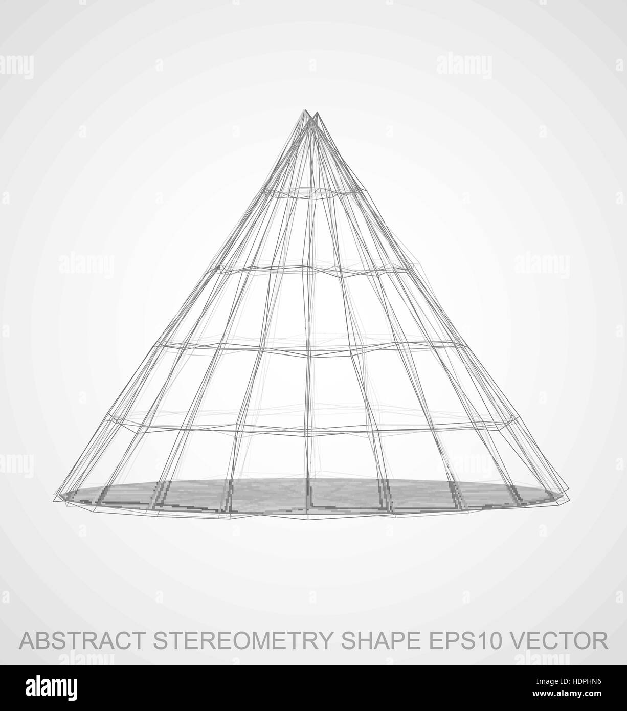 Abstract stereometry shape: Pencil sketched Cone with Transparent ...