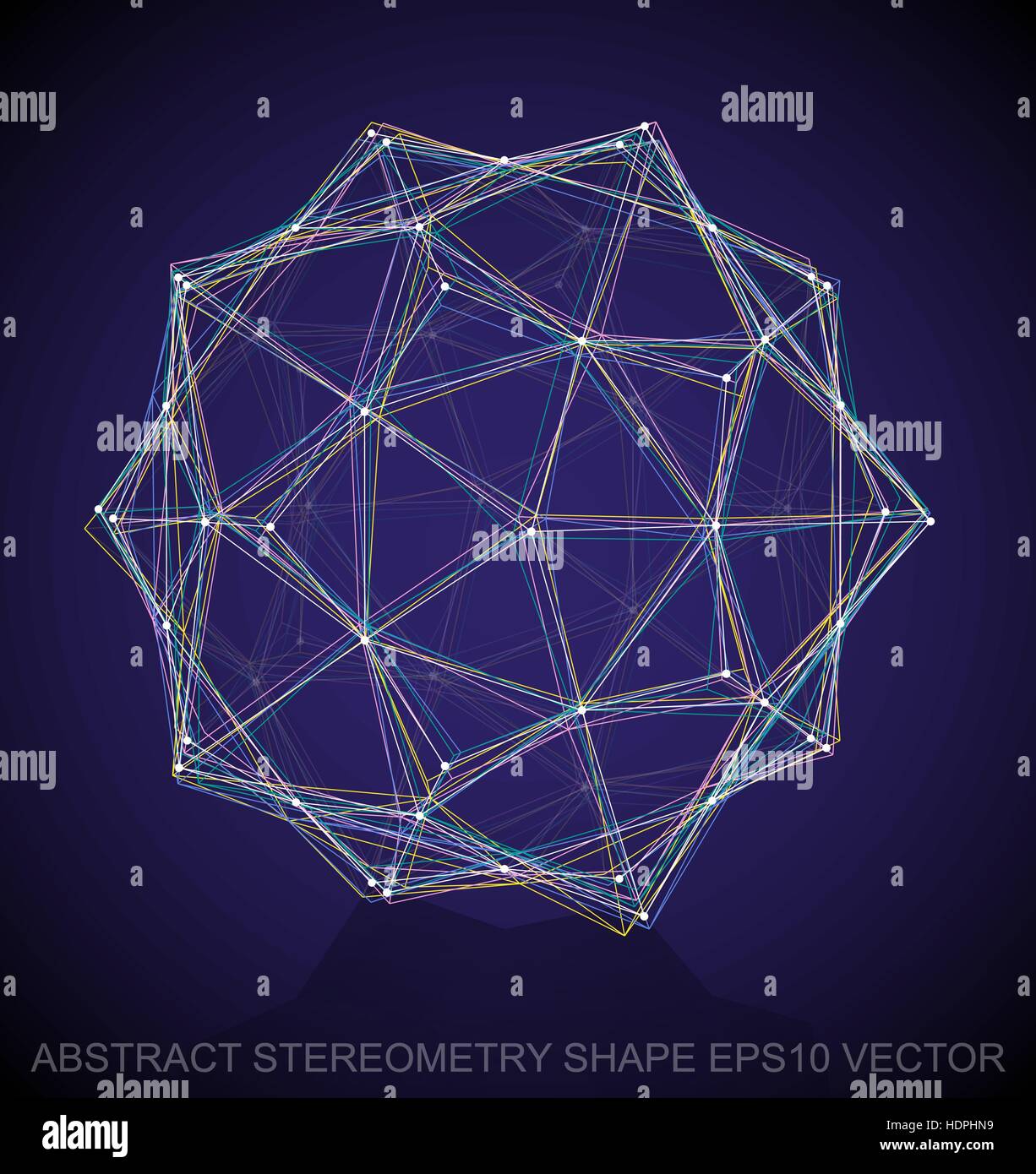 Abstract stereometry shape: Multicolor sketched Dodecahedron with ...
