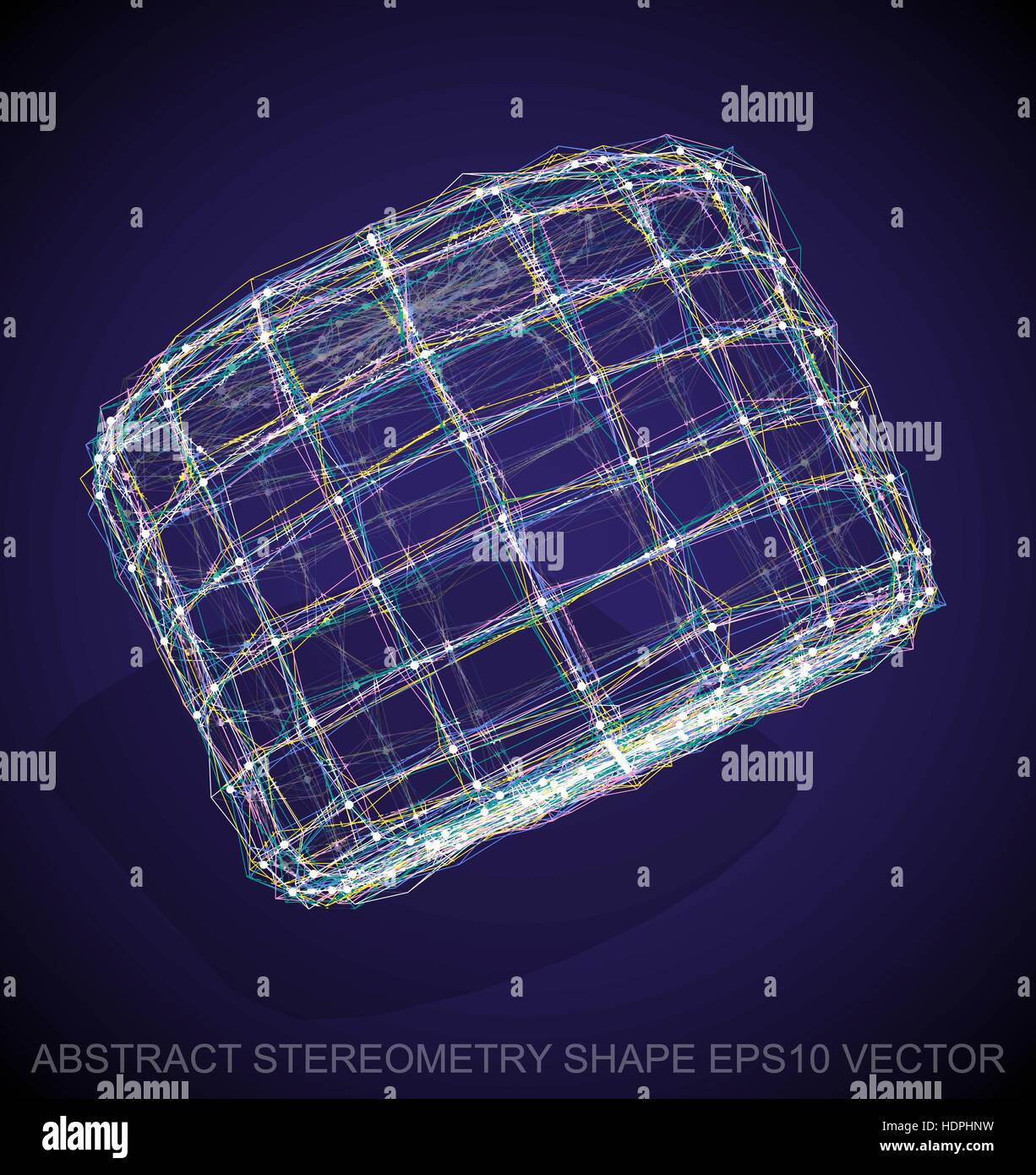 Abstract stereometry shape: Multicolor sketched Cylinder with ...