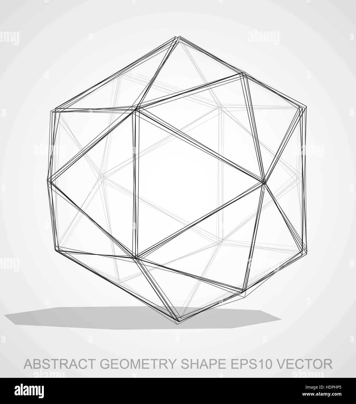 Abstract stereometry shape: Ink sketched Octahedron with Transparent ...