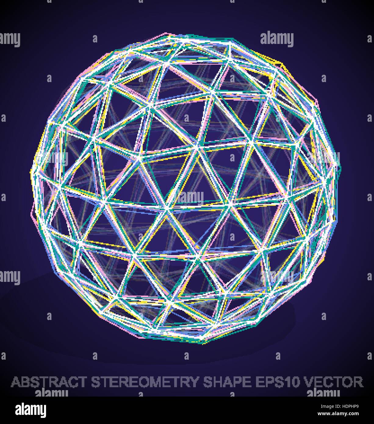 Abstract stereometry shape: Multicolor sketched Sphere with Transparent ...
