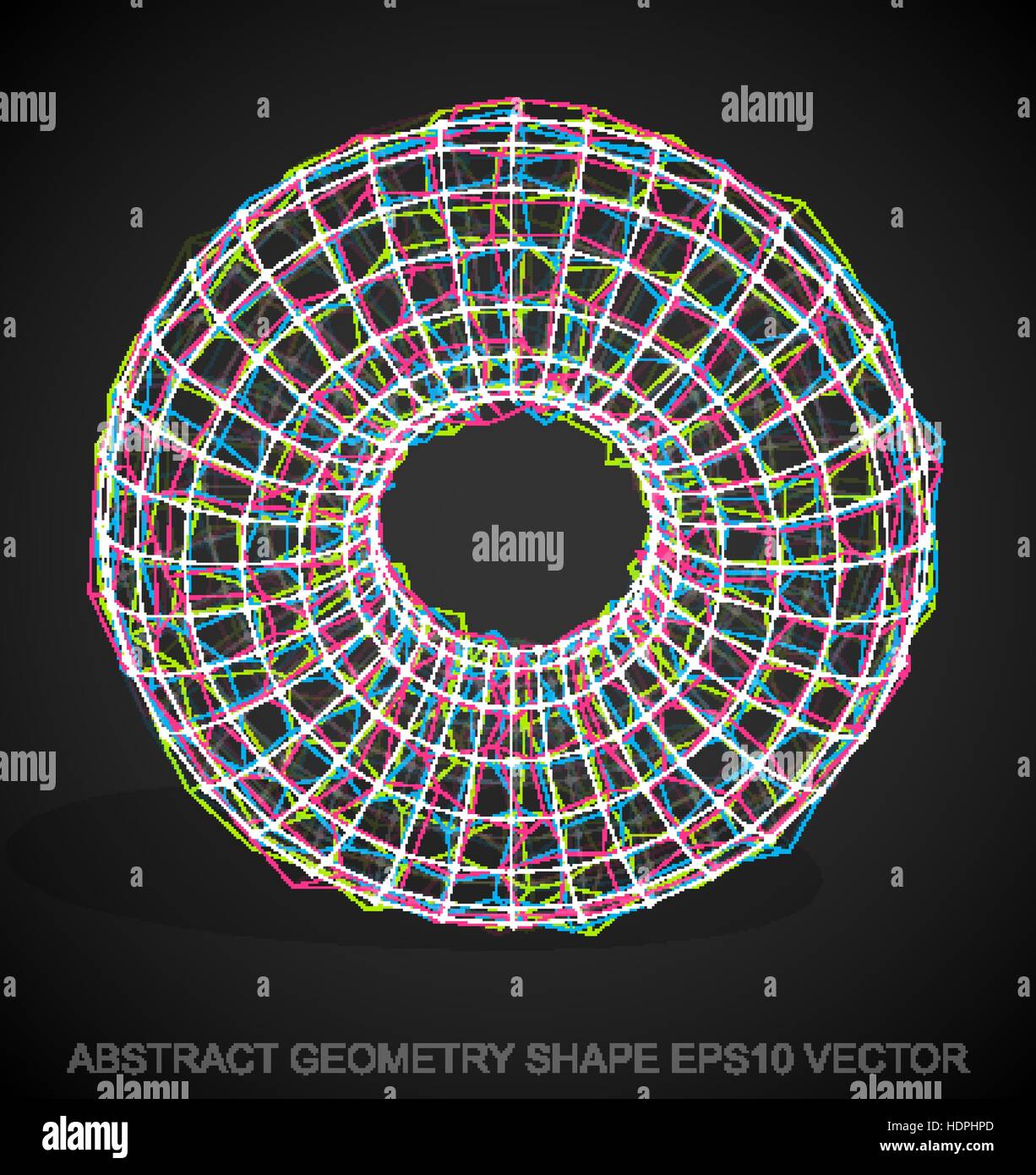 Abstract stereometry shape: Multicolor sketched Torus with Transparent ...