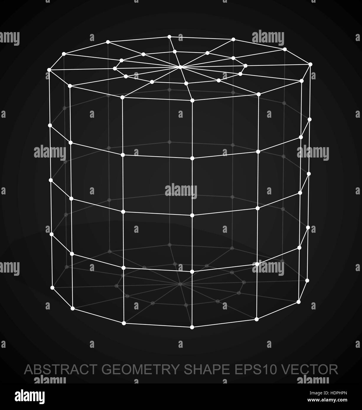 Abstract geometry shape: White sketched Cylinder with Transparent ...
