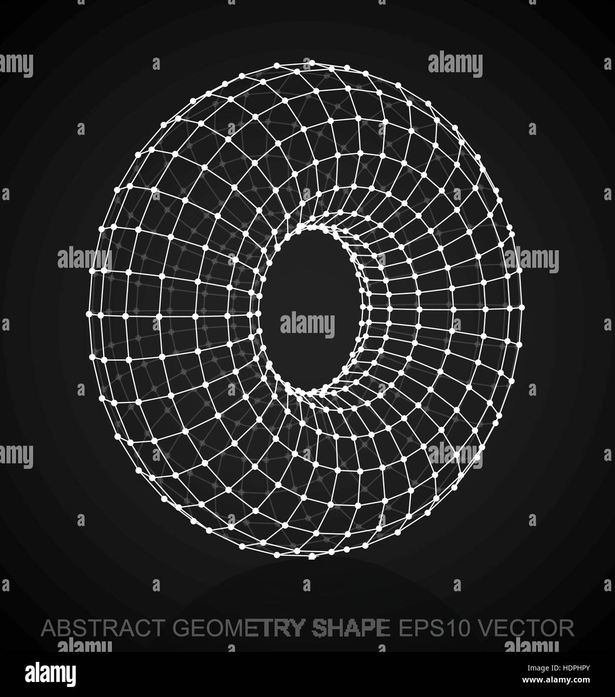 Abstract geometry shape: White sketched Torus with Reflection. Hand ...