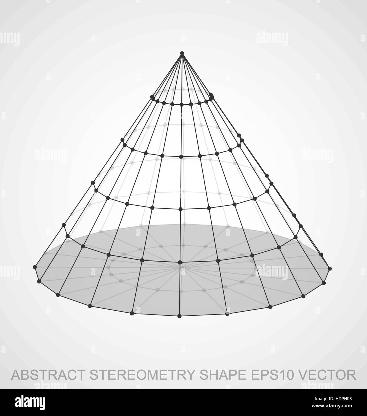 Abstract geometry shape: Black sketched Cone with Transparent Shadow ...