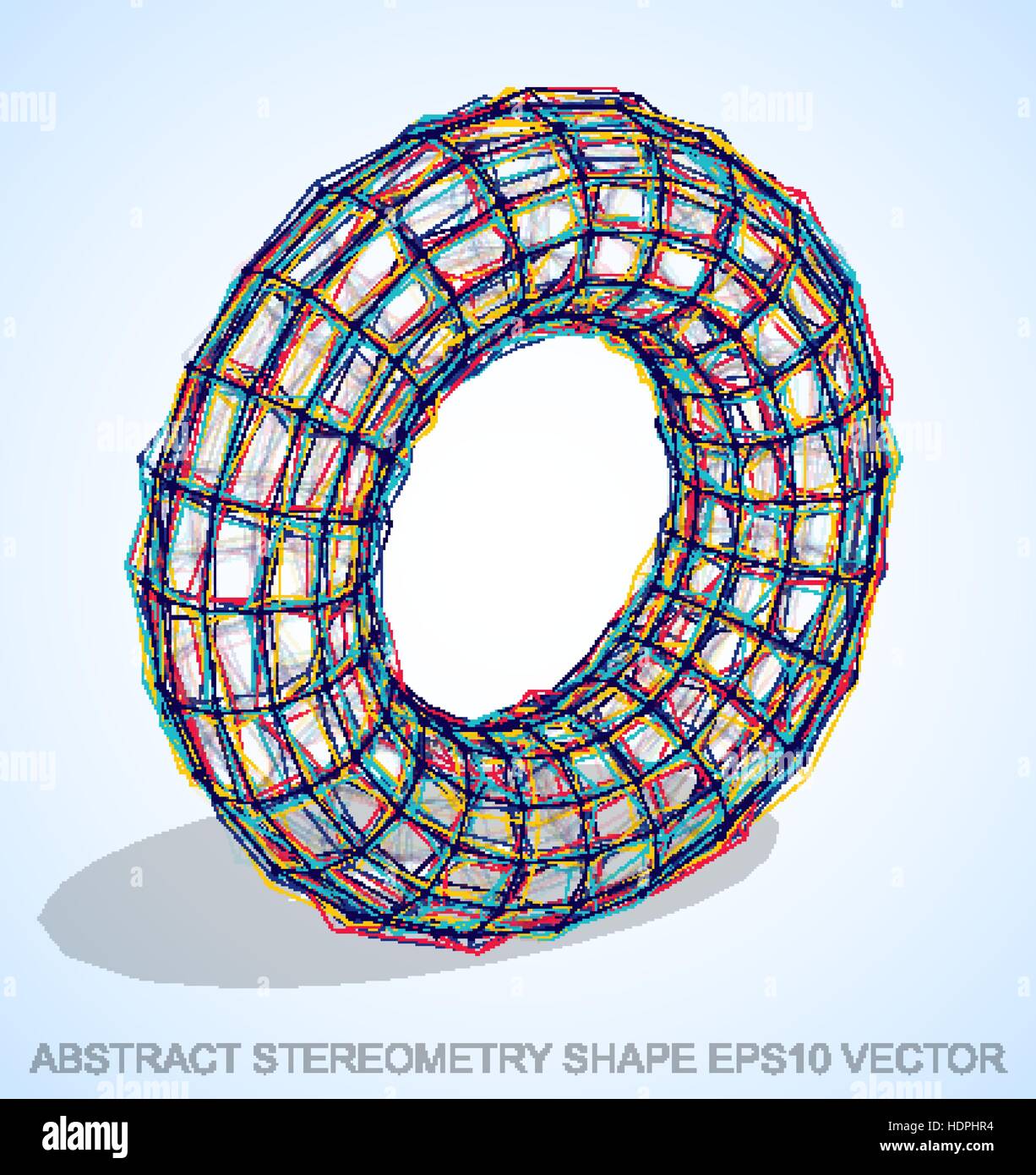Abstract stereometry shape: Multicolor sketched Torus with Transparent ...
