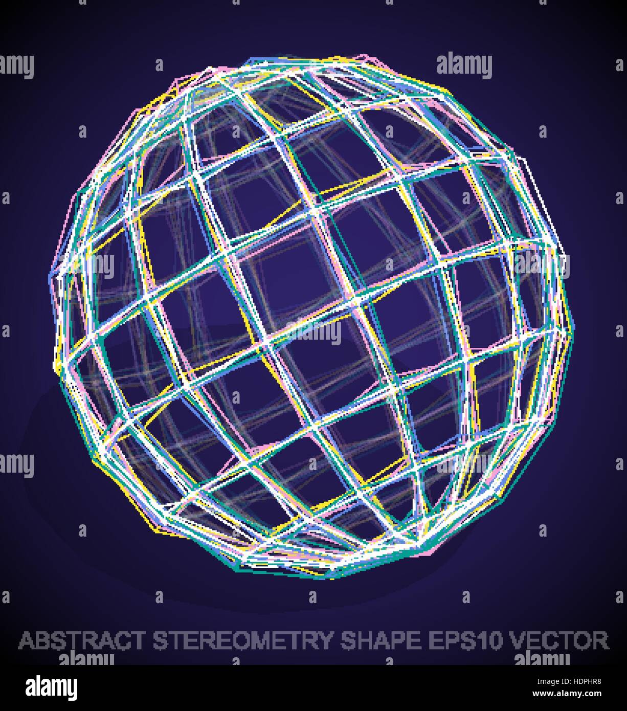 Abstract stereometry shape: Multicolor sketched Sphere with Transparent ...