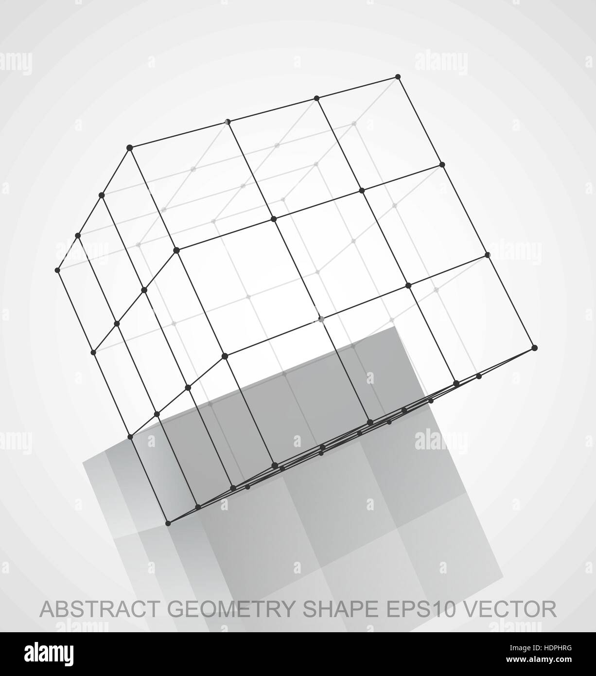Abstract stereometry shape: Black sketched Cube with Reflection. Hand ...