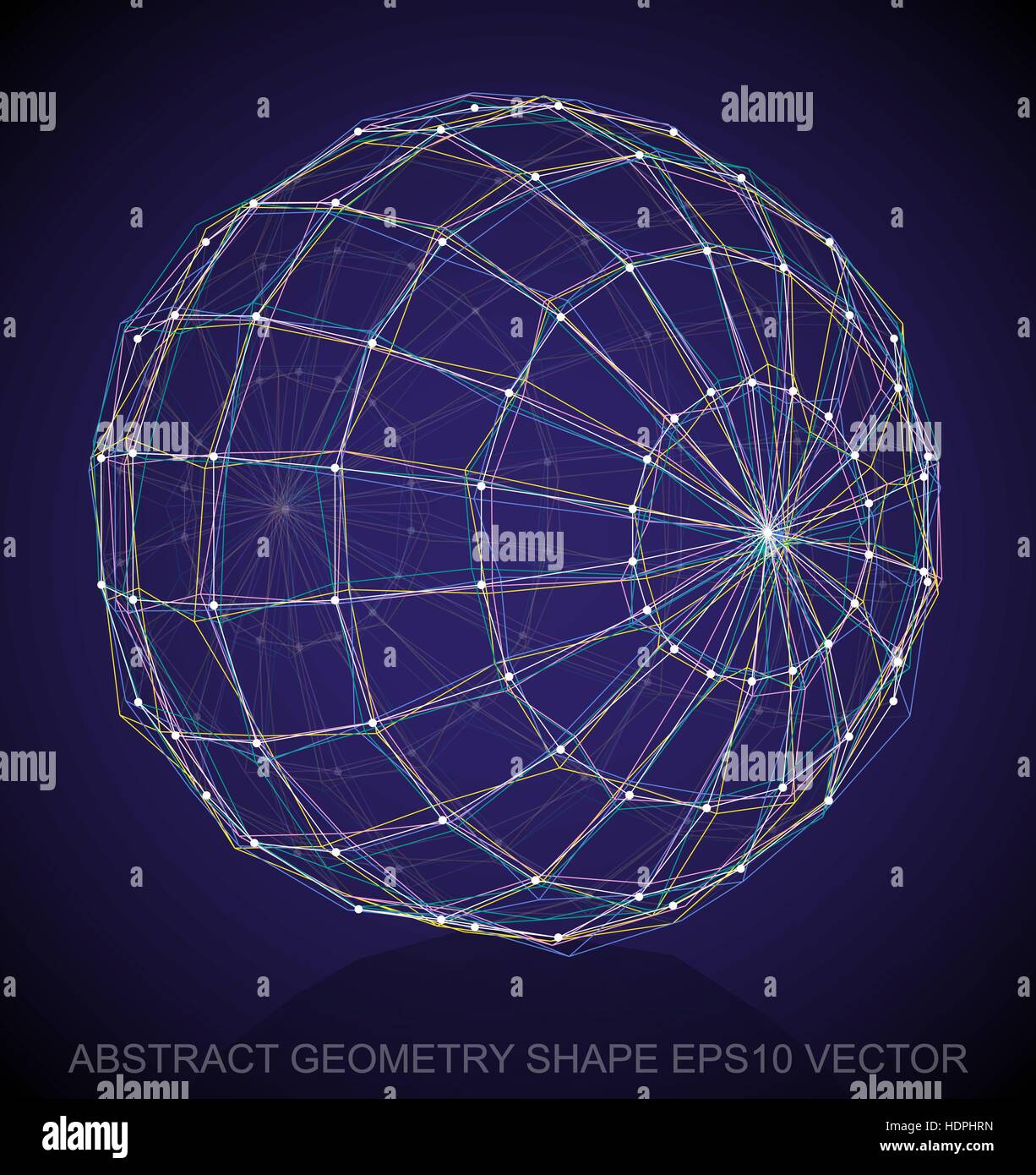 Abstract stereometry shape: Multicolor sketched Sphere with Reflection ...