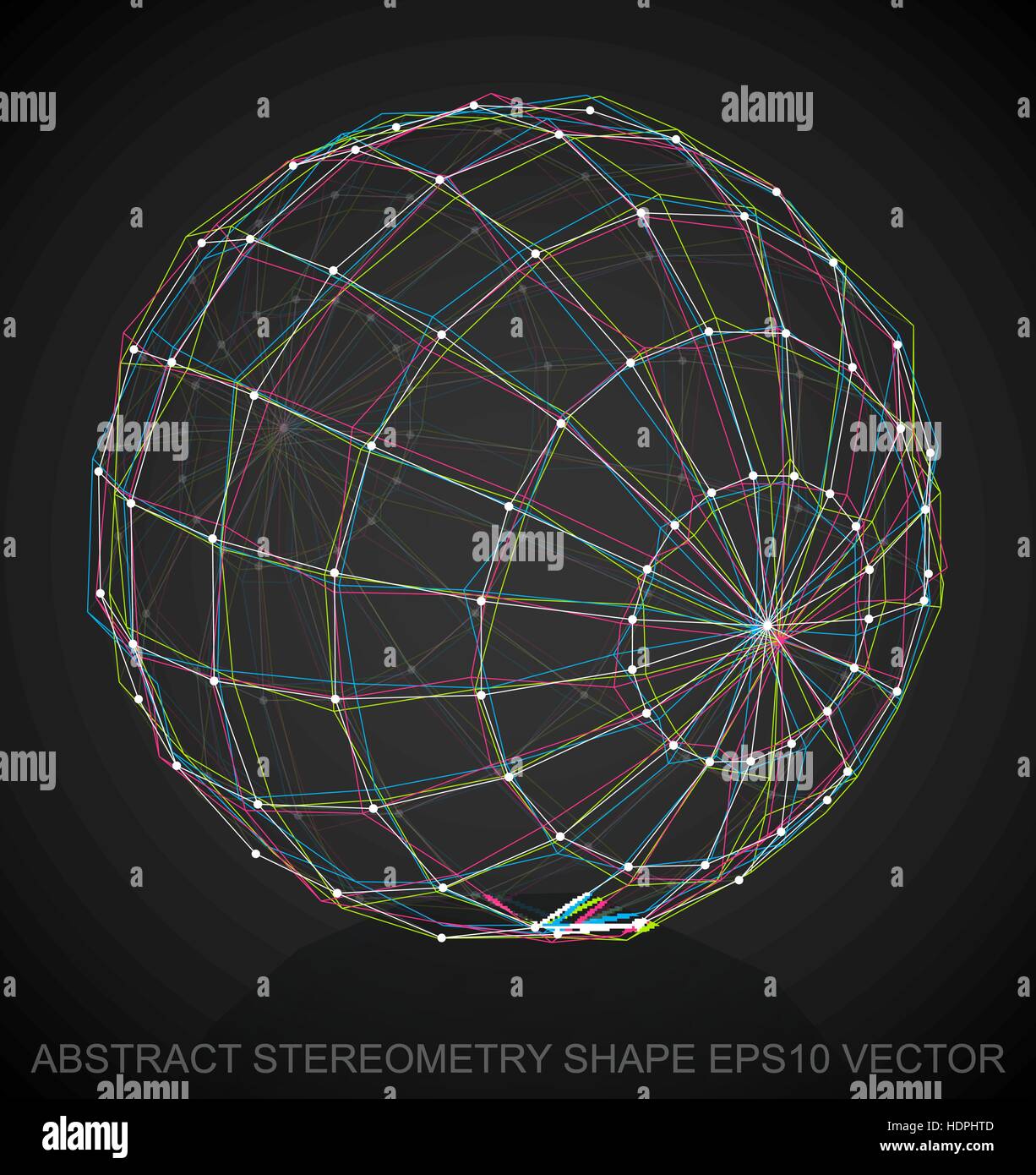 Abstract geometry shape: Multicolor sketched Sphere with Reflection ...