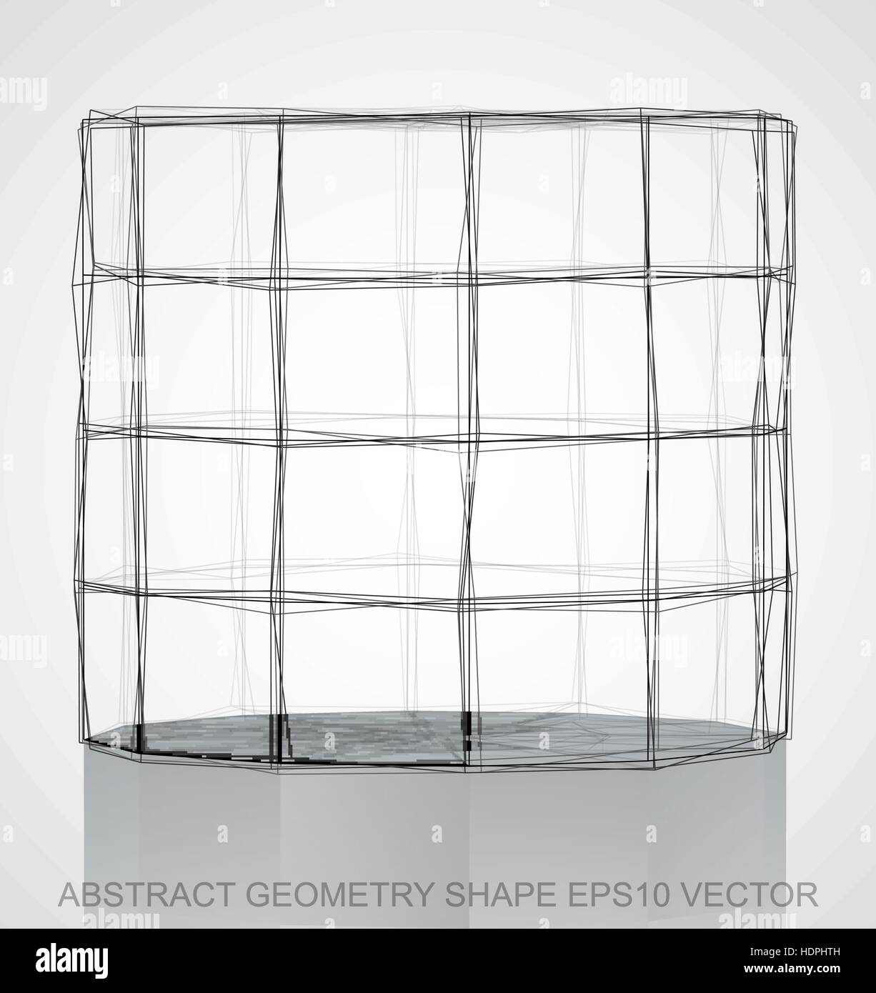 Abstract stereometry shape: Ink sketched Cylinder with Reflection. Hand ...