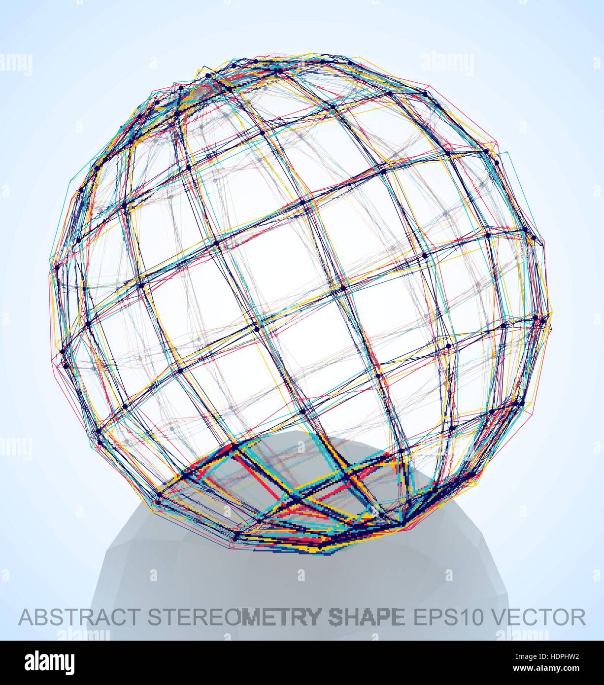 Abstract geometry shape: Multicolor sketched Sphere with Reflection ...