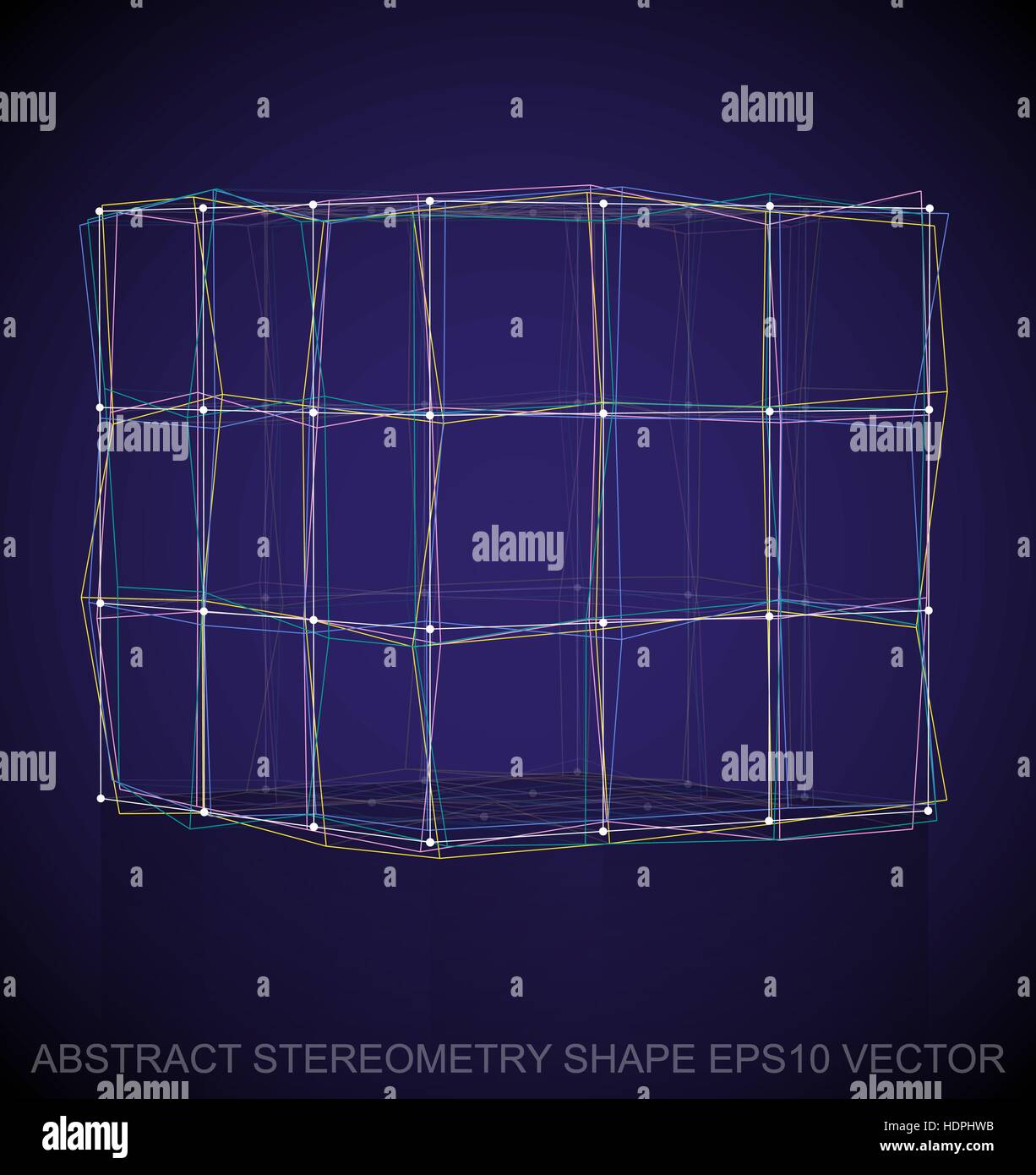 Abstract stereometry shape: Multicolor sketched Cube with Reflection ...