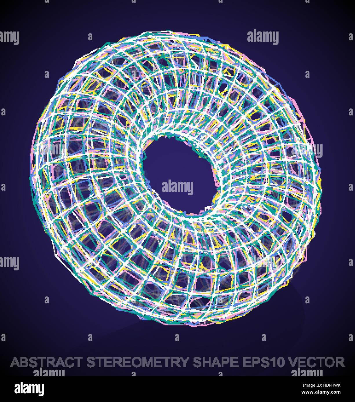 Abstract stereometry shape: Multicolor sketched Torus with Reflection ...