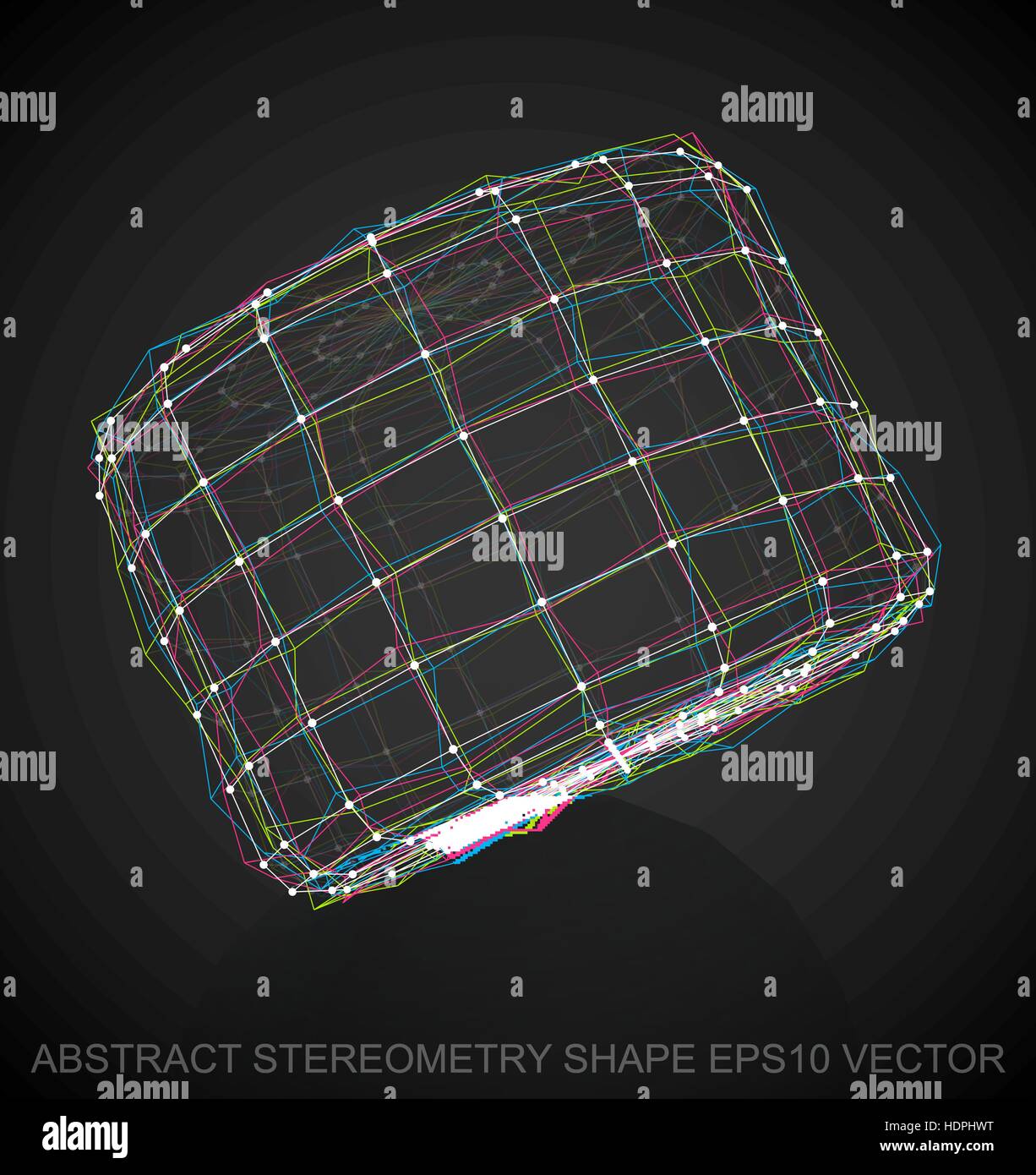 Abstract stereometry shape: Multicolor sketched Cylinder with ...
