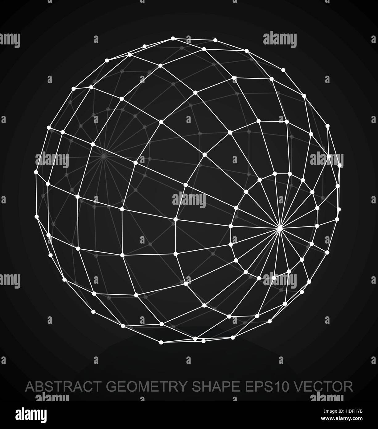 Abstract stereometry shape: White sketched Sphere with Reflection. Hand ...