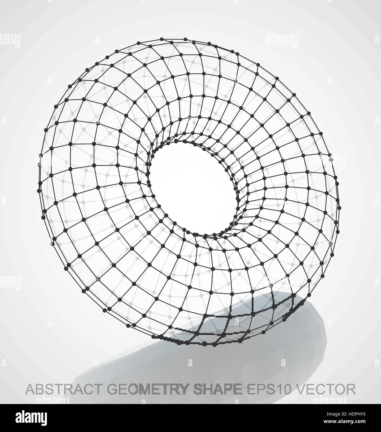 Abstract geometry shape: Black sketched Torus with Reflection. Hand ...