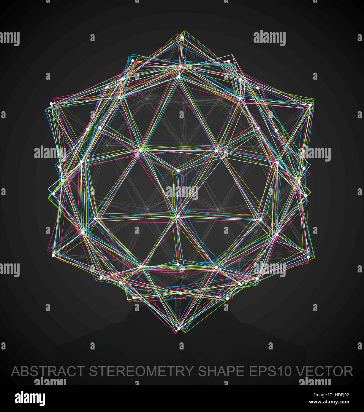 Abstract stereometry shape: Multicolor sketched Dodecahedron with ...