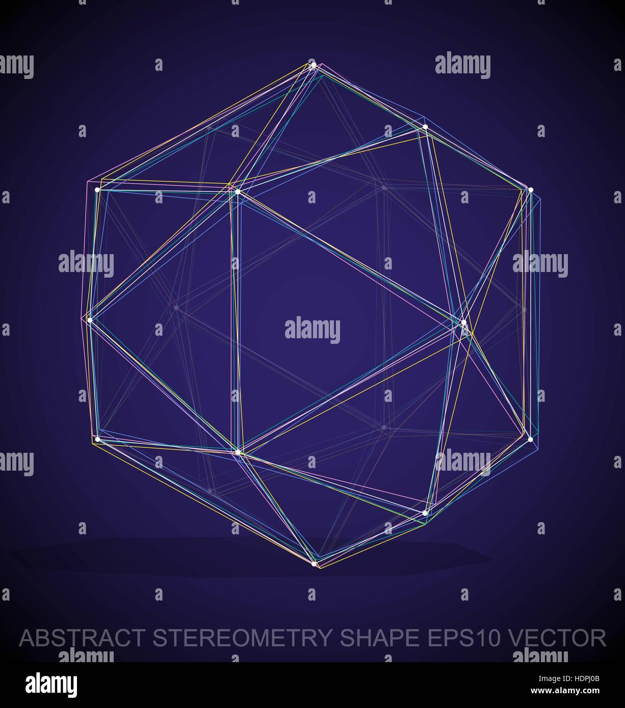 Abstract geometry shape: Multicolor sketched Octahedron with ...