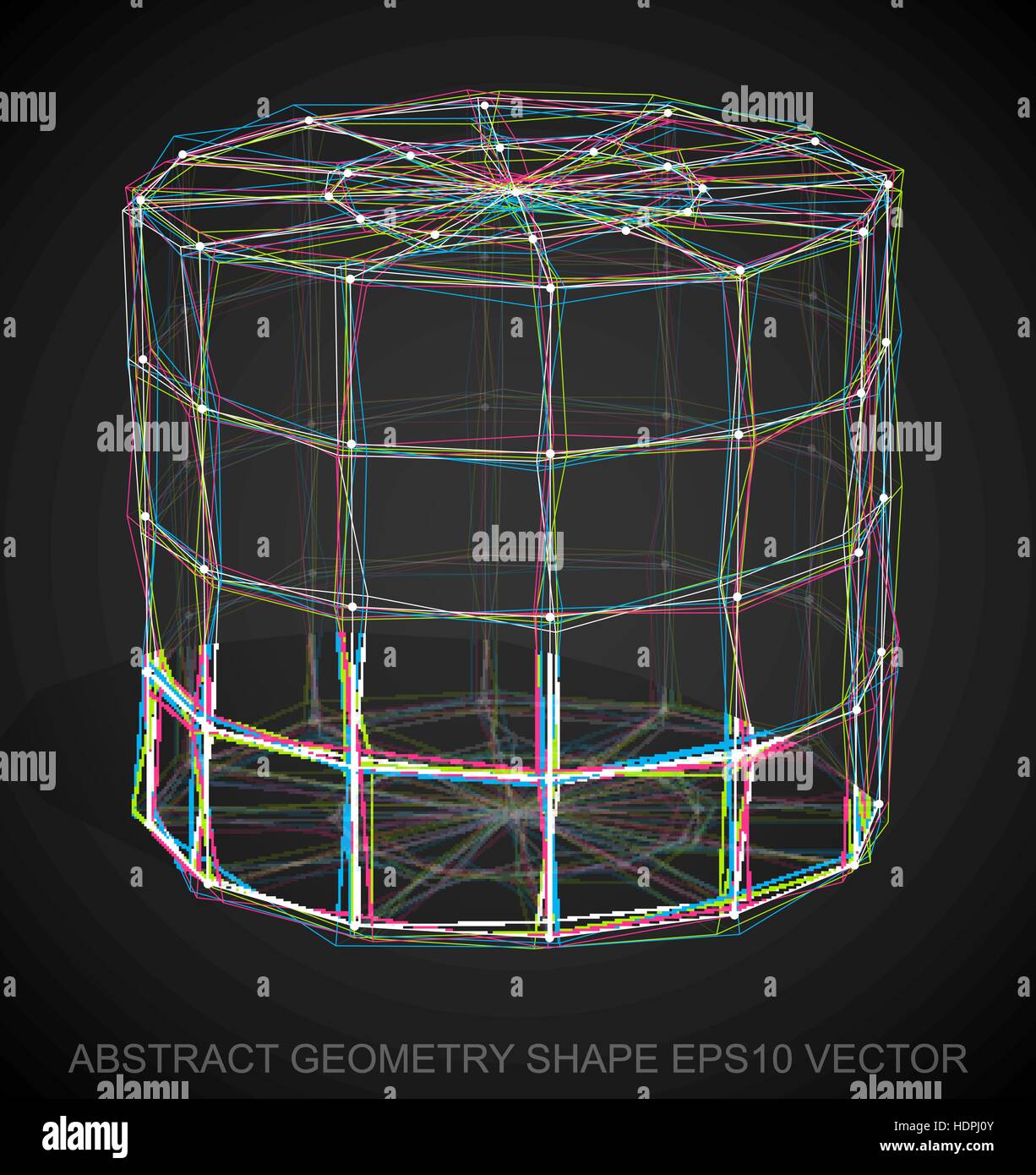 Abstract stereometry shape: Multicolor sketched Cylinder with ...