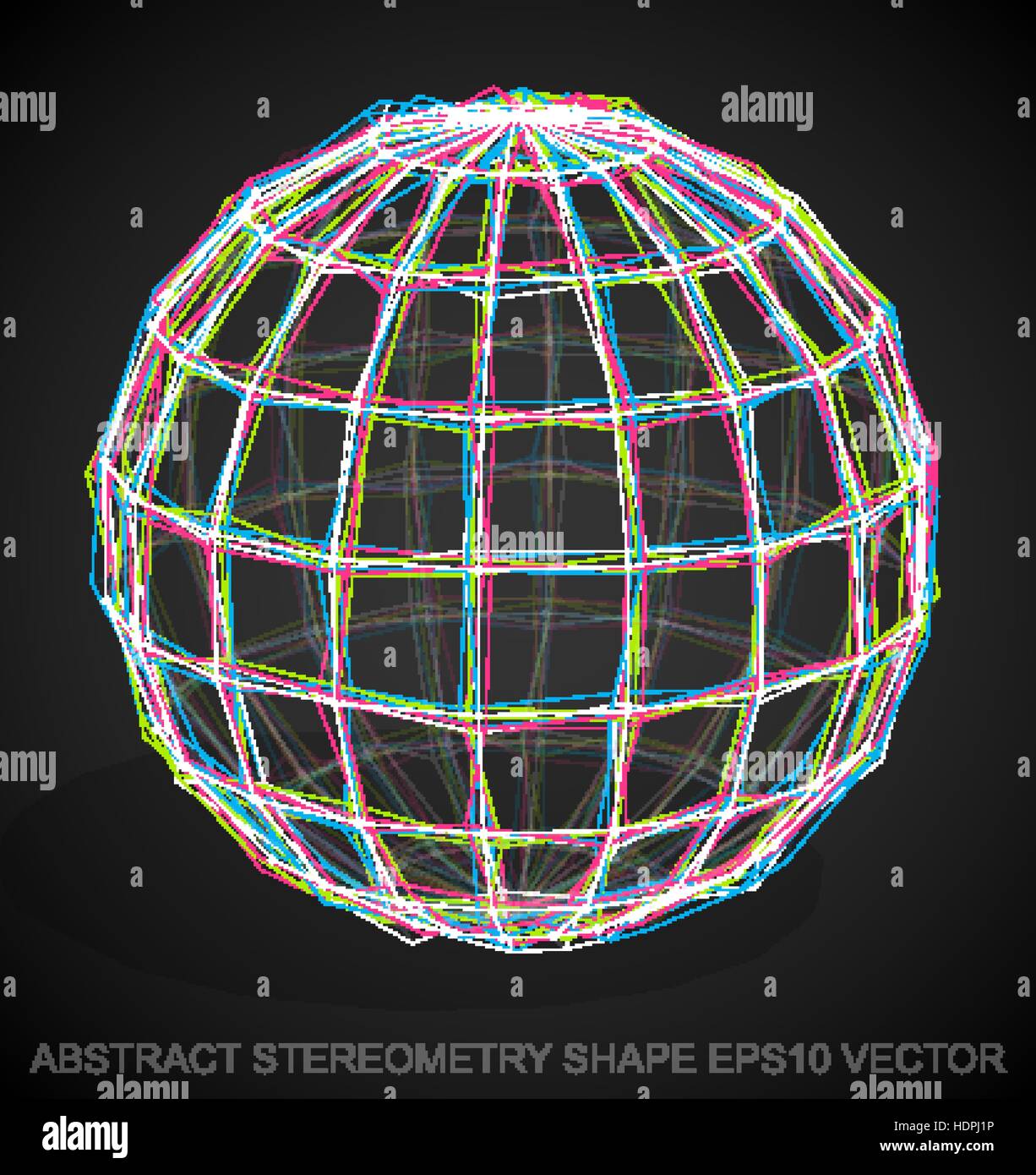 Abstract stereometry shape: Multicolor sketched Sphere with Transparent ...