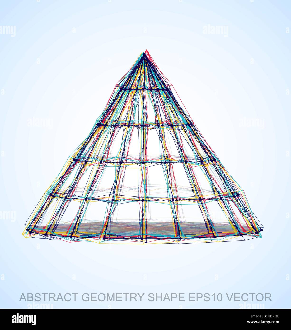 Abstract geometry shape: Multicolor sketched Cone with Transparent ...