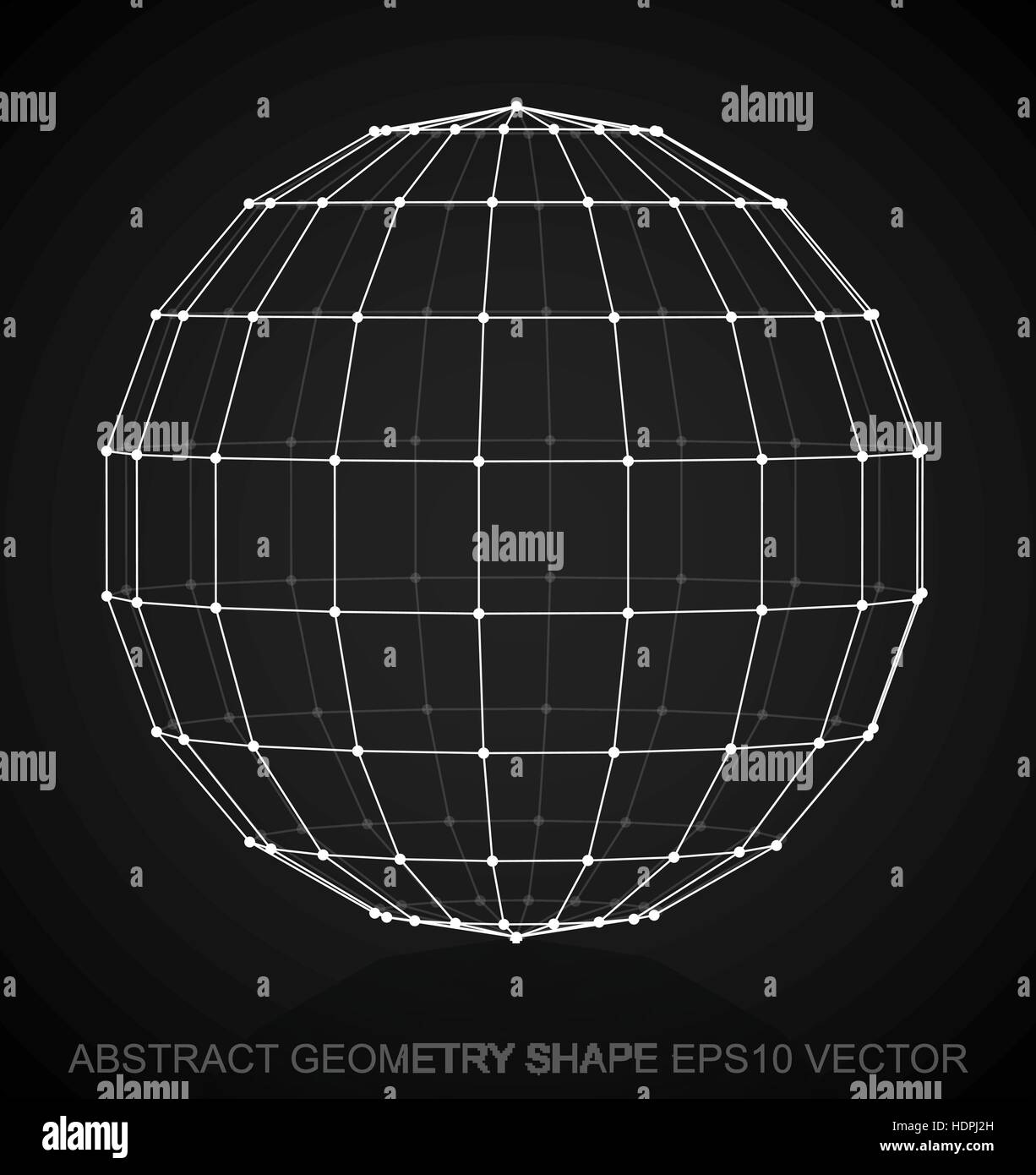 Abstract geometry shape: White sketched Sphere with Reflection. Hand ...